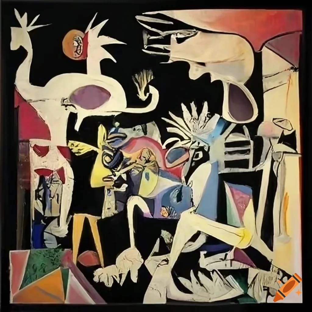 Happy version of pablo picasso's guernica painting on Craiyon