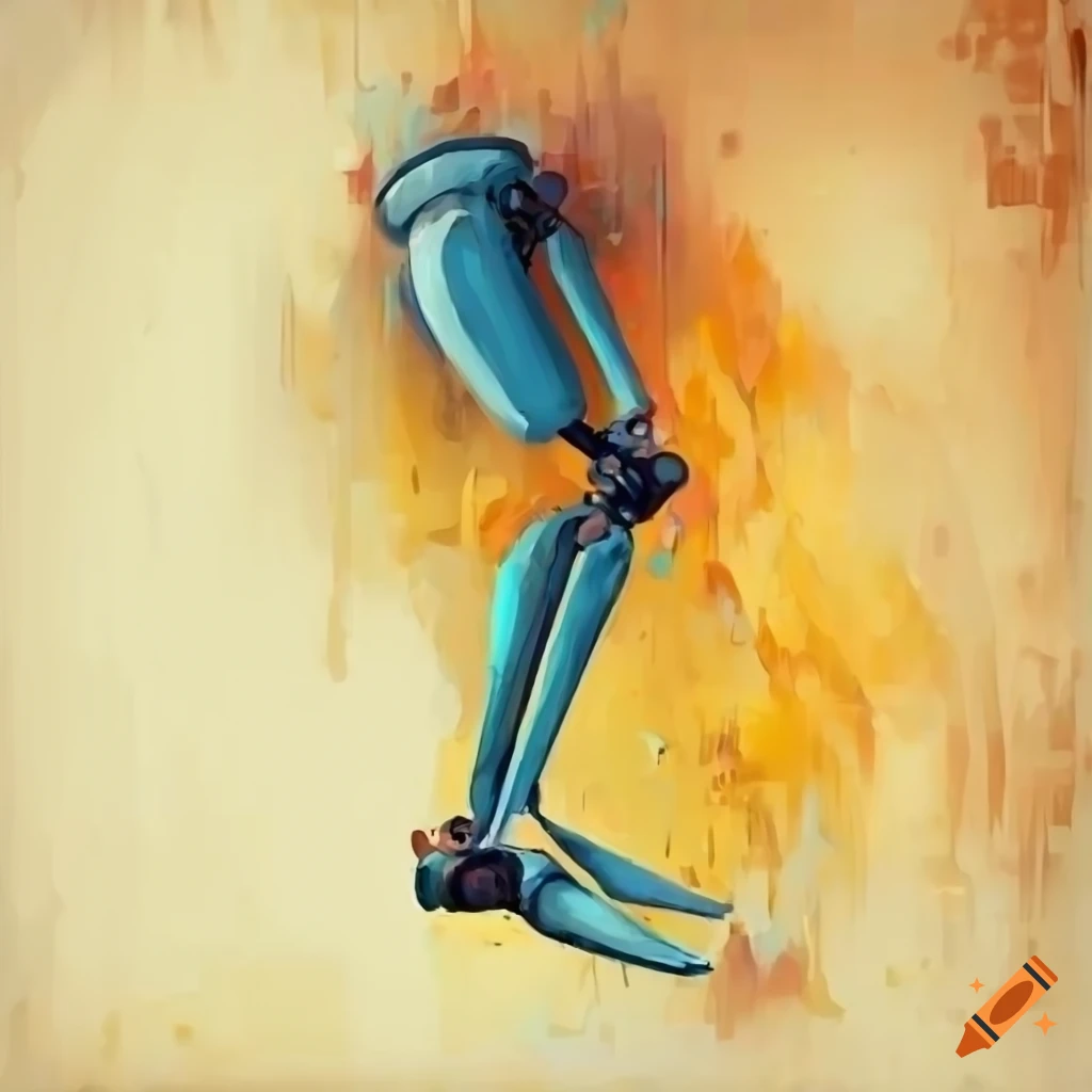 Robotic leg concept art on old paper background on Craiyon