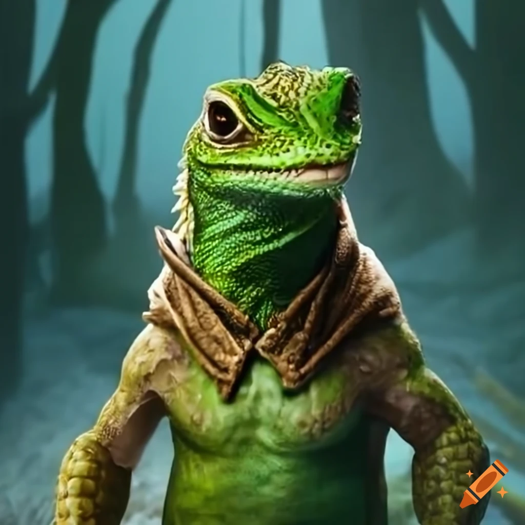 Geico lizard in druid attire on Craiyon
