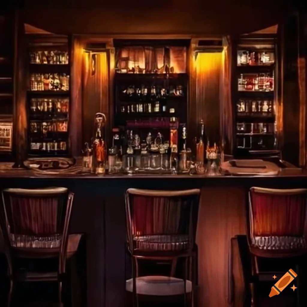 Bar interior atmosphere on Craiyon