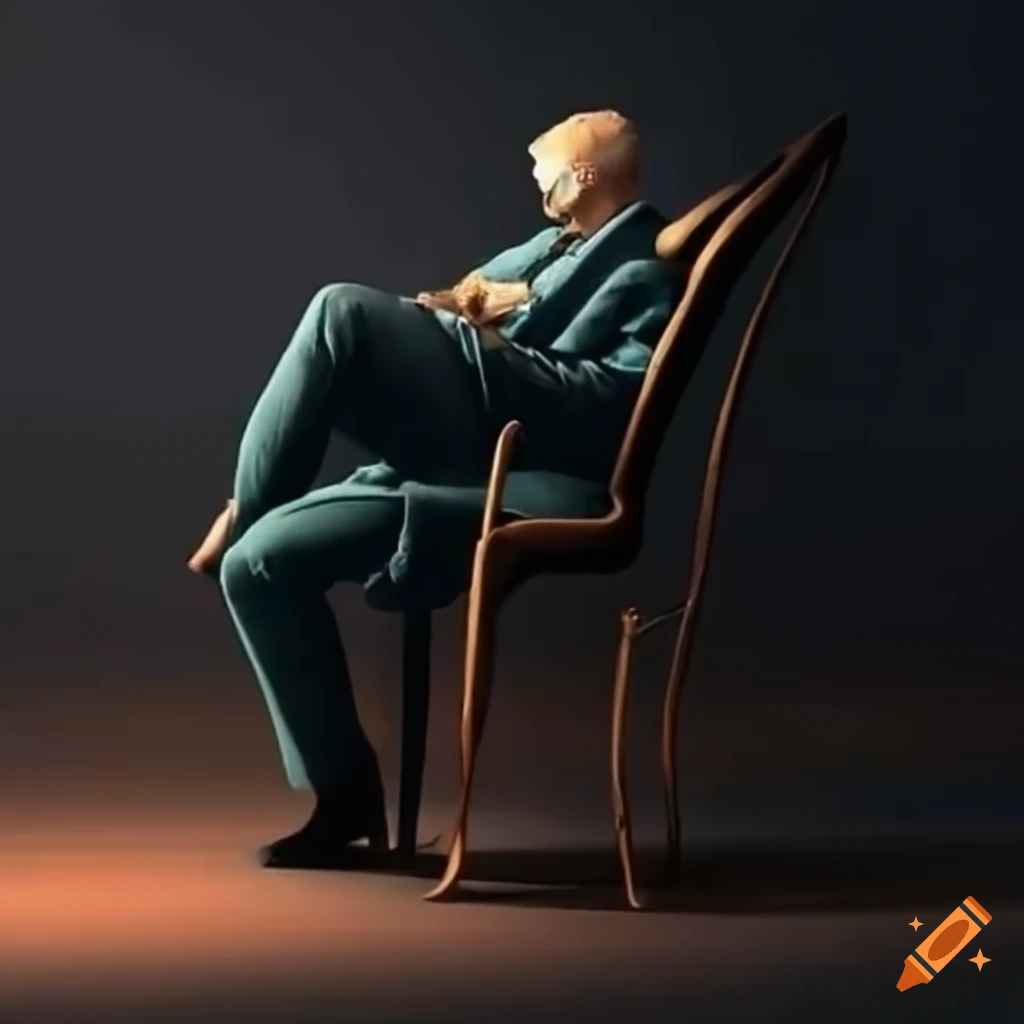 Hombre sentado en una silla en habitación de tonos claros on Craiyon