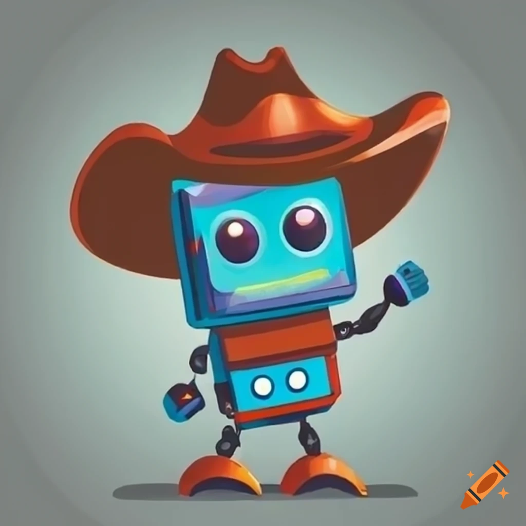 Cute robot wearing a cowboy hat on Craiyon