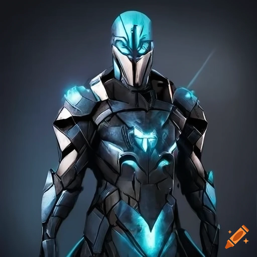 Armored superhero with zinc rays in a modern setting on Craiyon