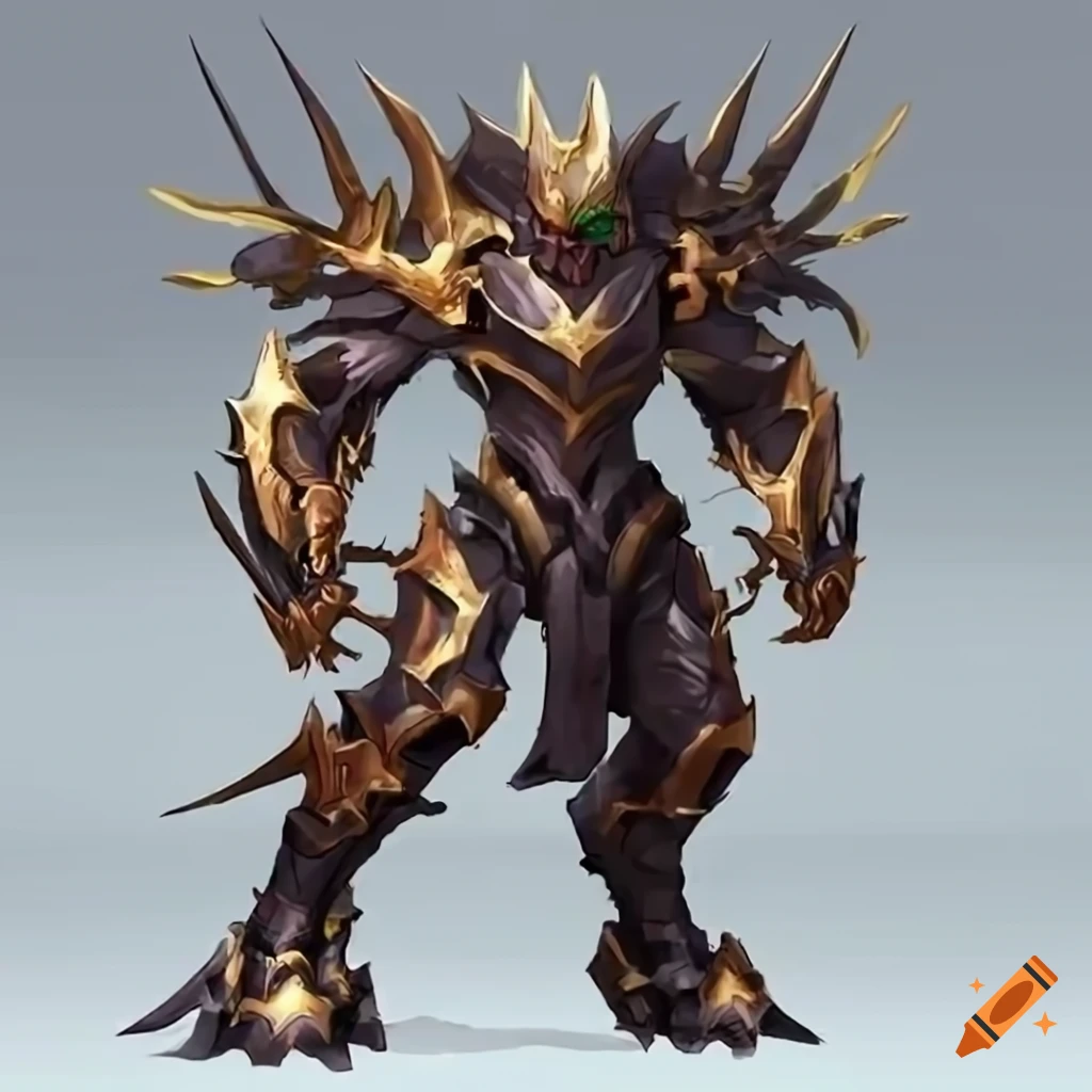 Celestial armored beast-overlord triumphing over evil in battle on Craiyon