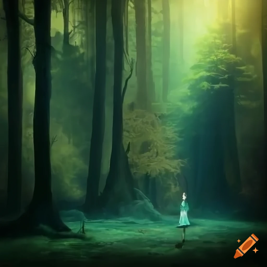 Forest scene with a mystical atheism symbol, quote: 'the fool hath said ...