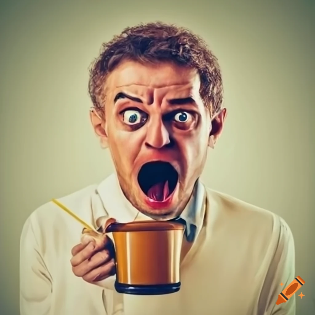 Man pouring used coffee into a bin with a discomforted expression on ...