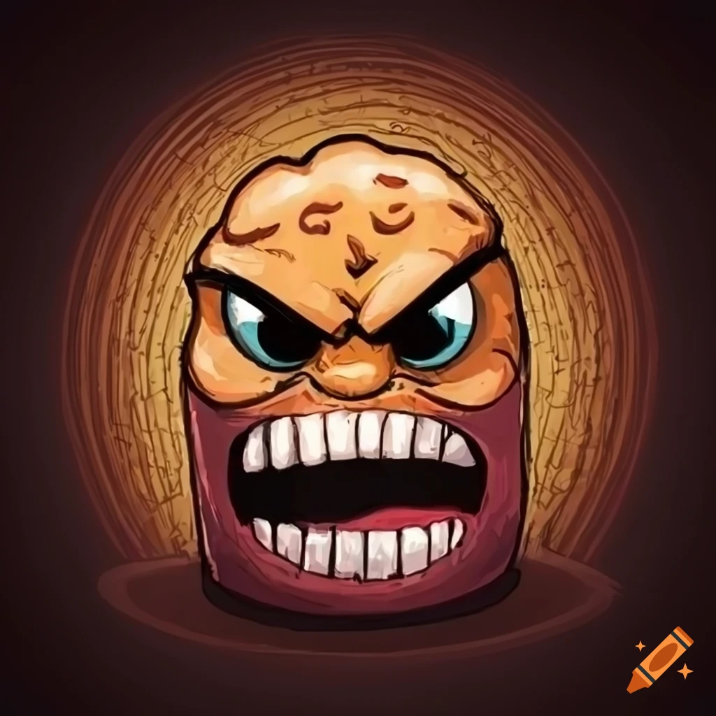 Angry muffin with a face in a comic style on Craiyon