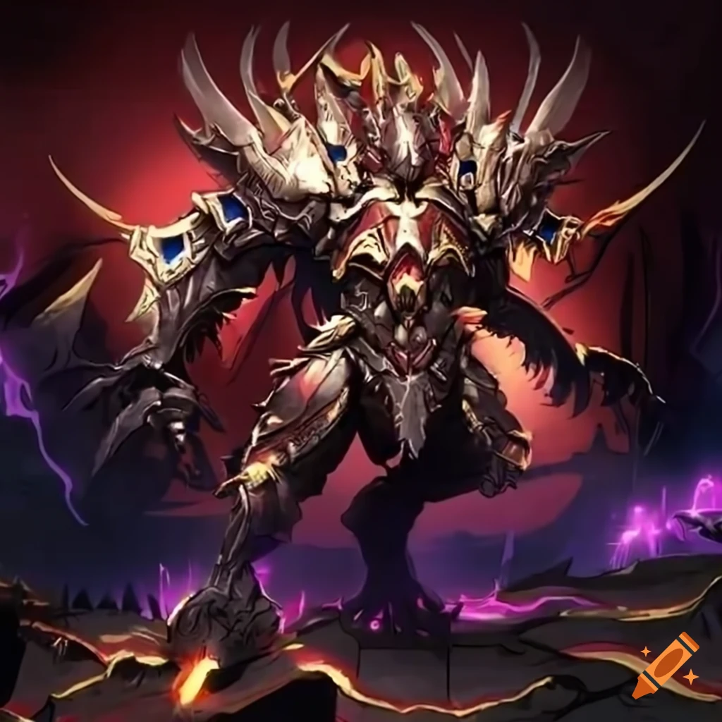 Celestial armored beast-overlord victorious in battle against evil on ...