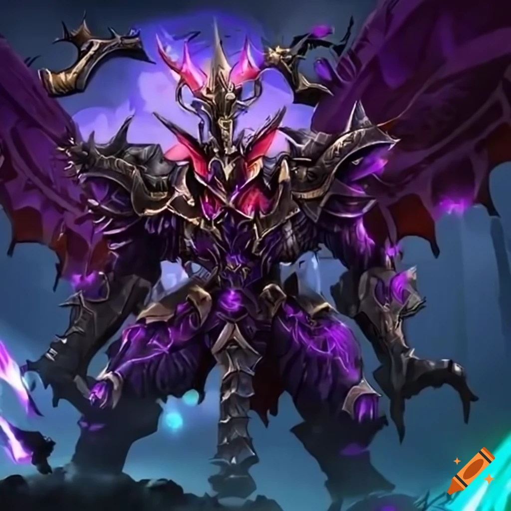 Celestial armored beast-overlord victorious in battle against evil on ...