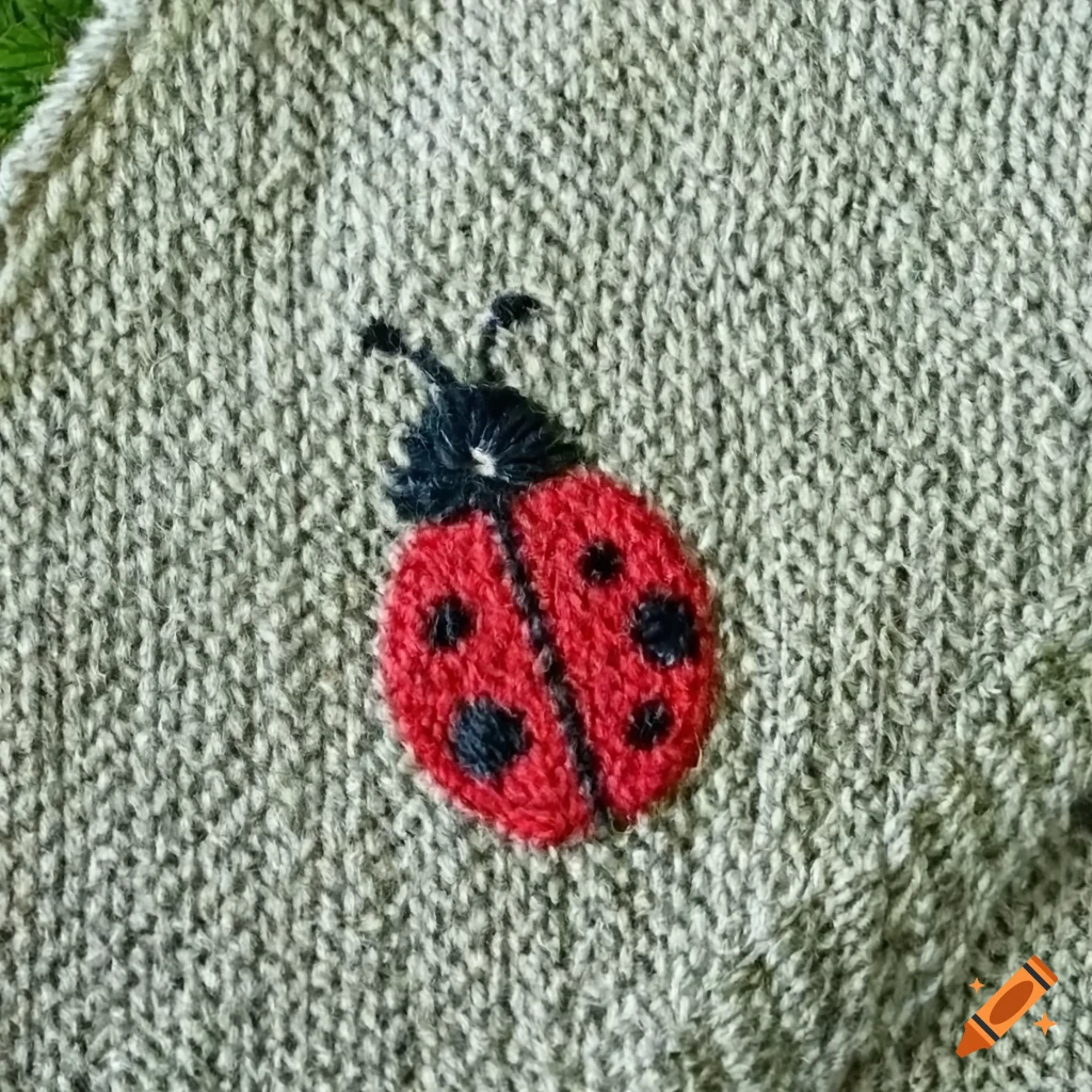 Ladybug embroidery on a sweater on Craiyon