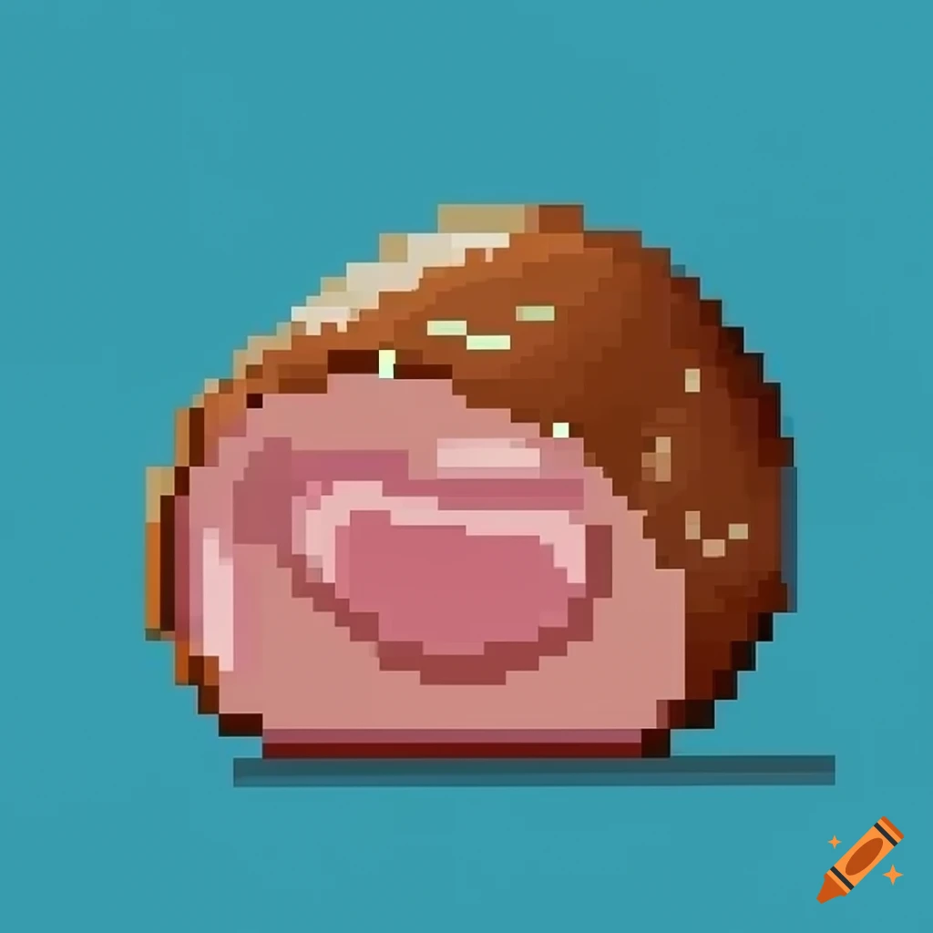 Pixel art of a ham food on Craiyon