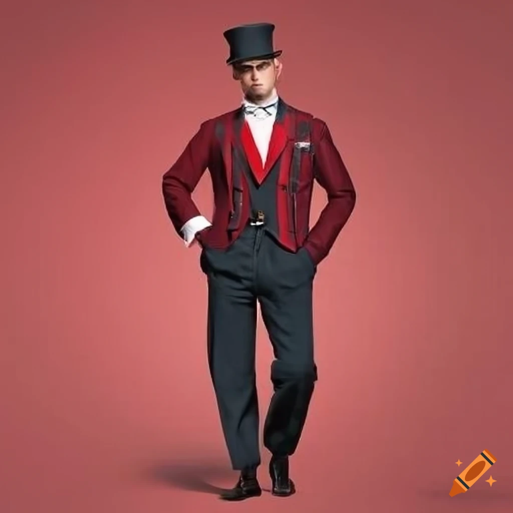 Red casual train conductor suit on Craiyon