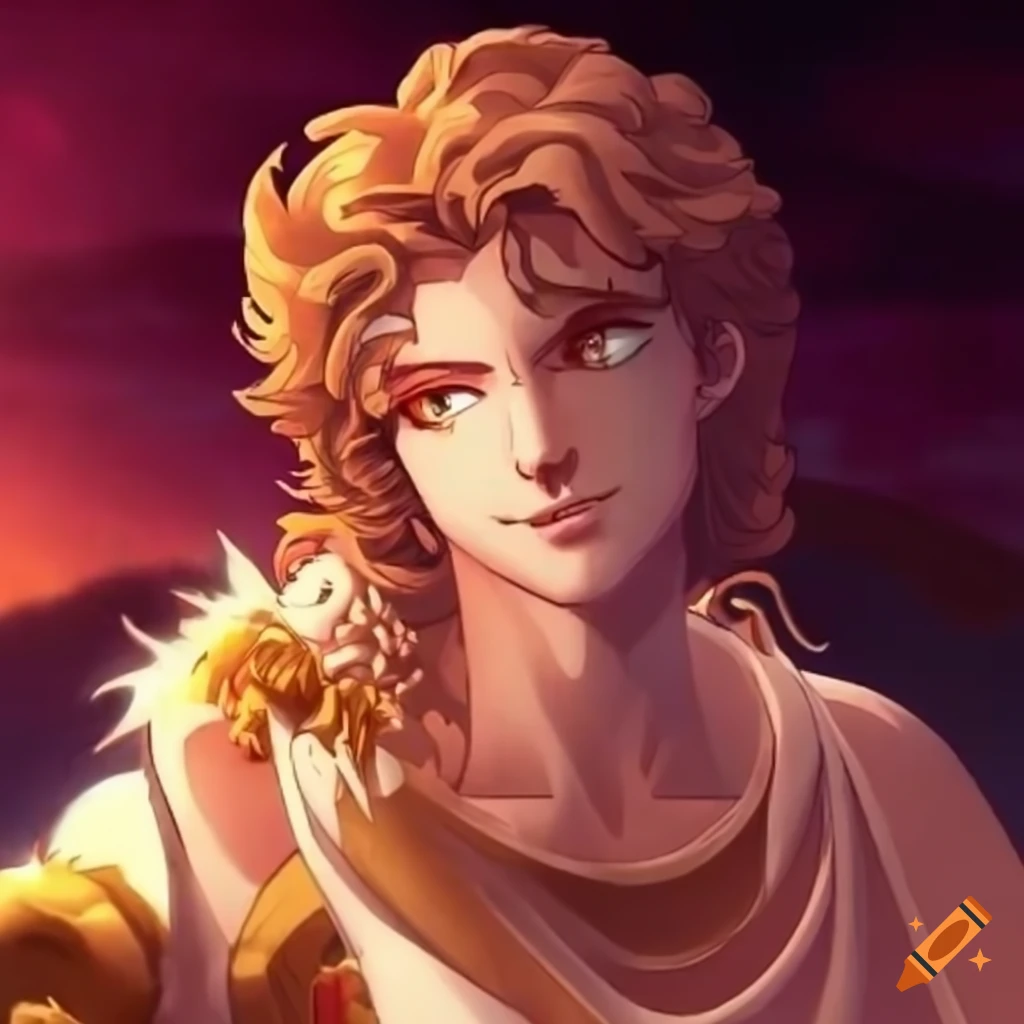 Anime-style 3D rendition of Greek God Apollo on Craiyon
