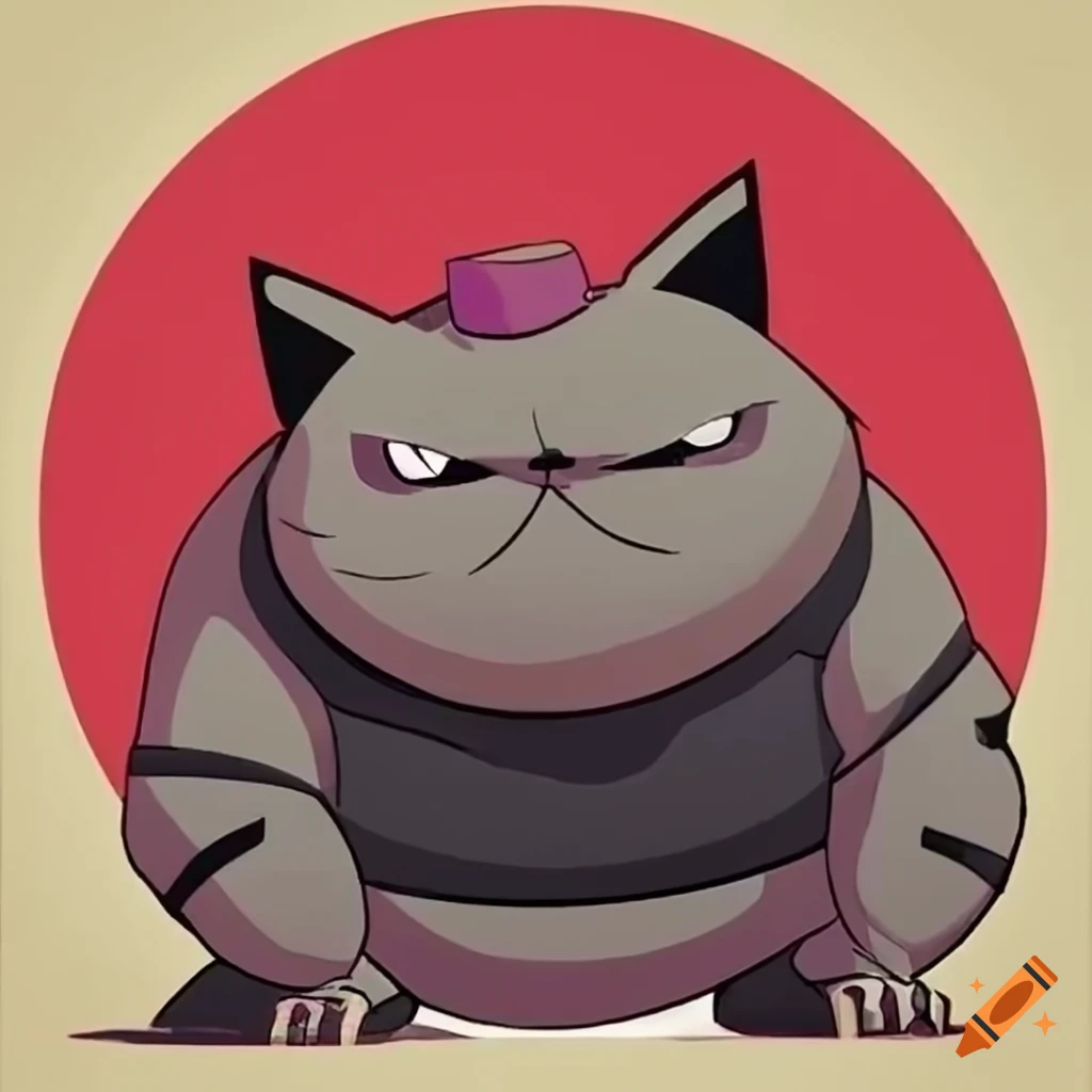 Chubby cement ninja cat on Craiyon