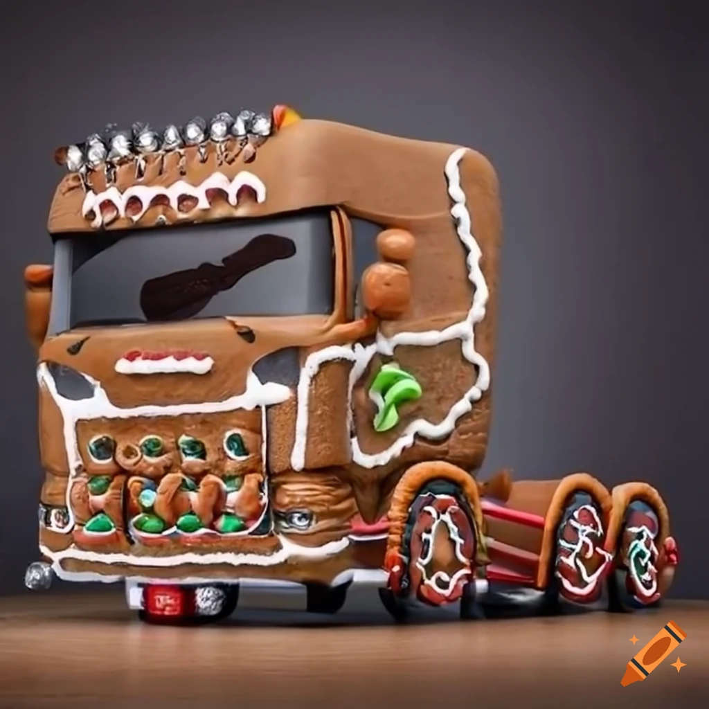 Scania truck designed as a gingerbread man on Craiyon