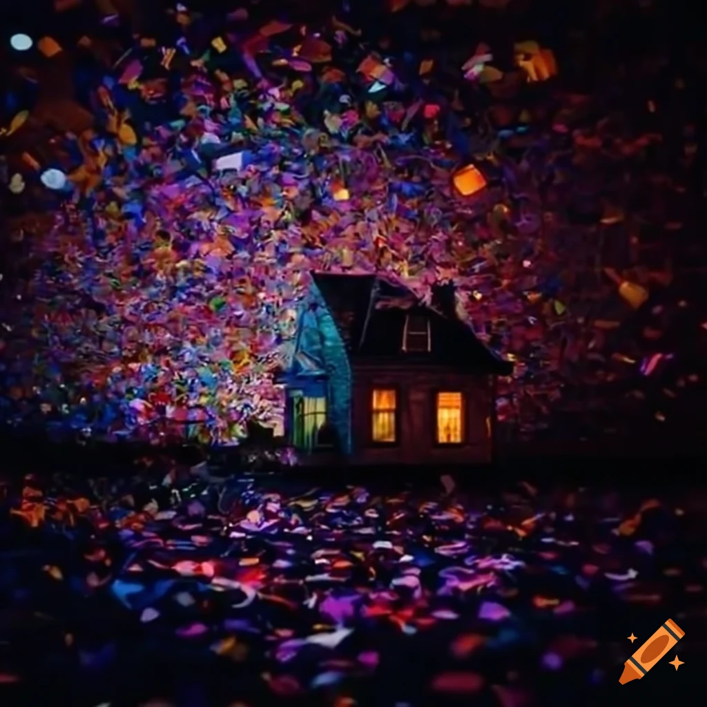 House filled with confetti on Craiyon