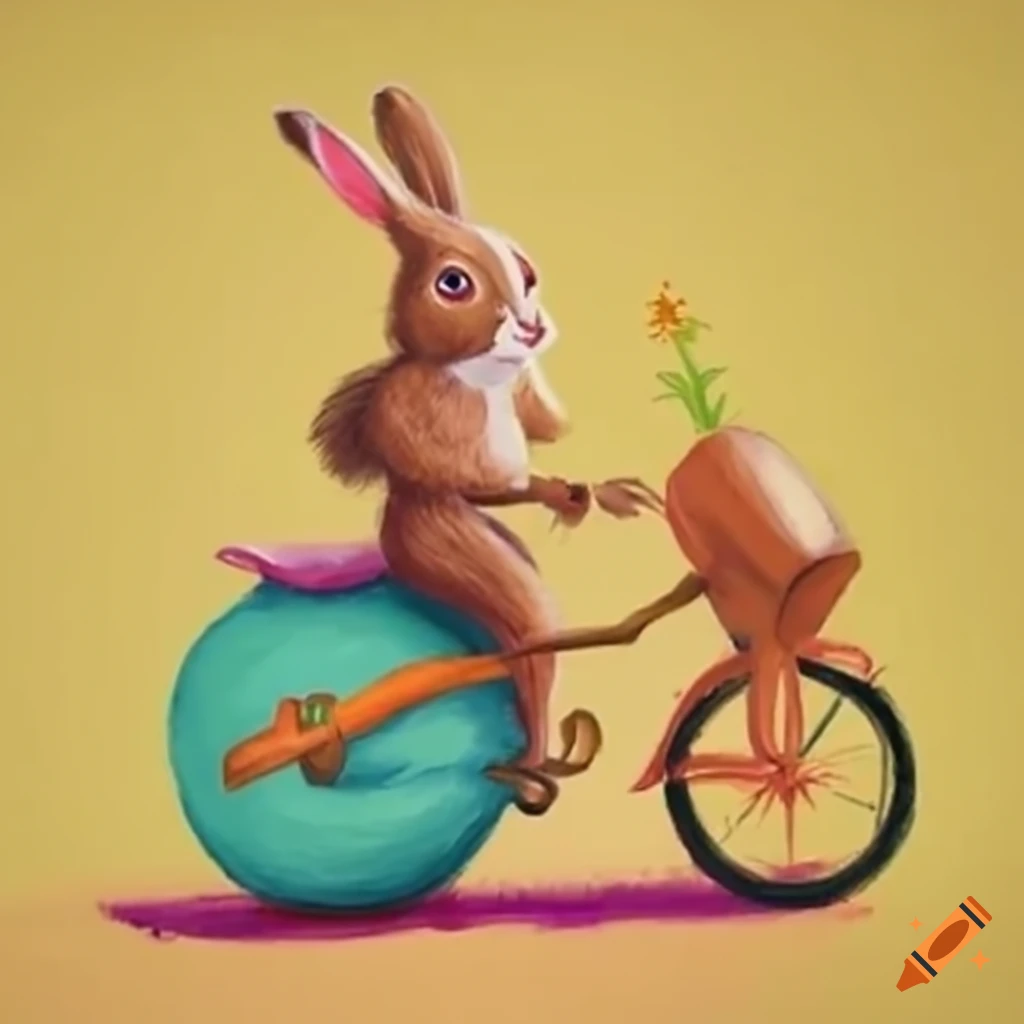 Rabbit riding a carrot bike on Craiyon