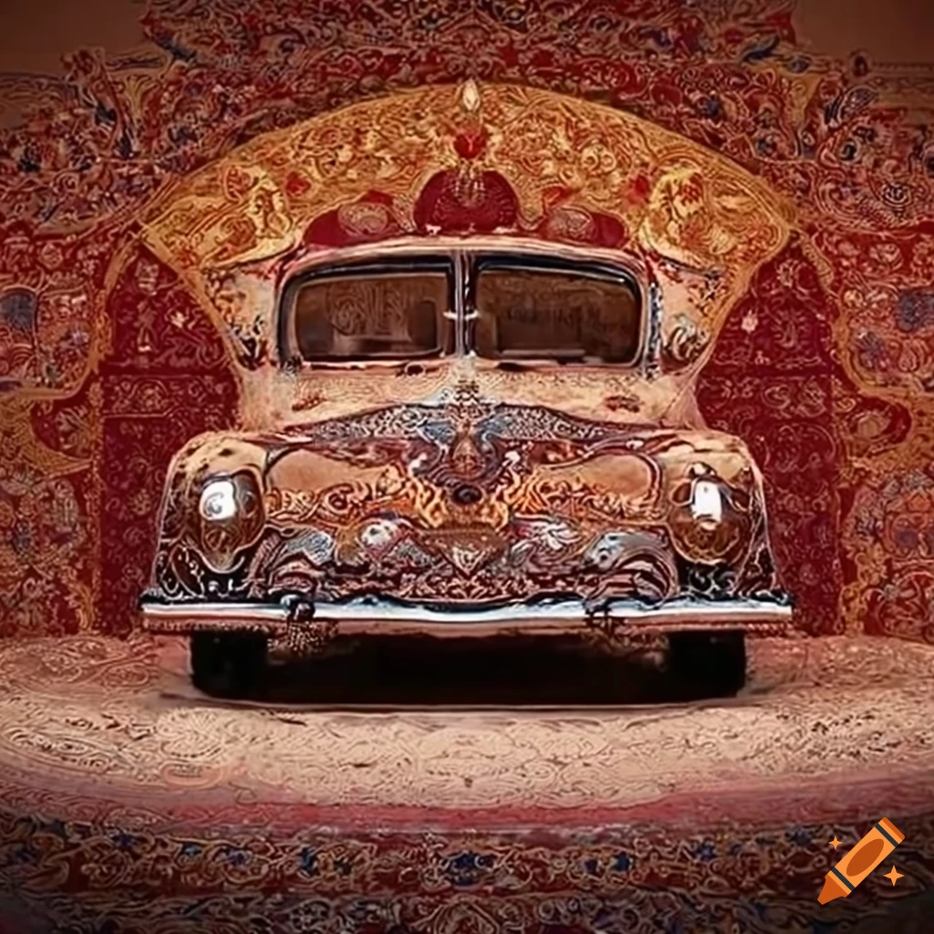 Stunning car adorned with intricate persian rug patterns on Craiyon