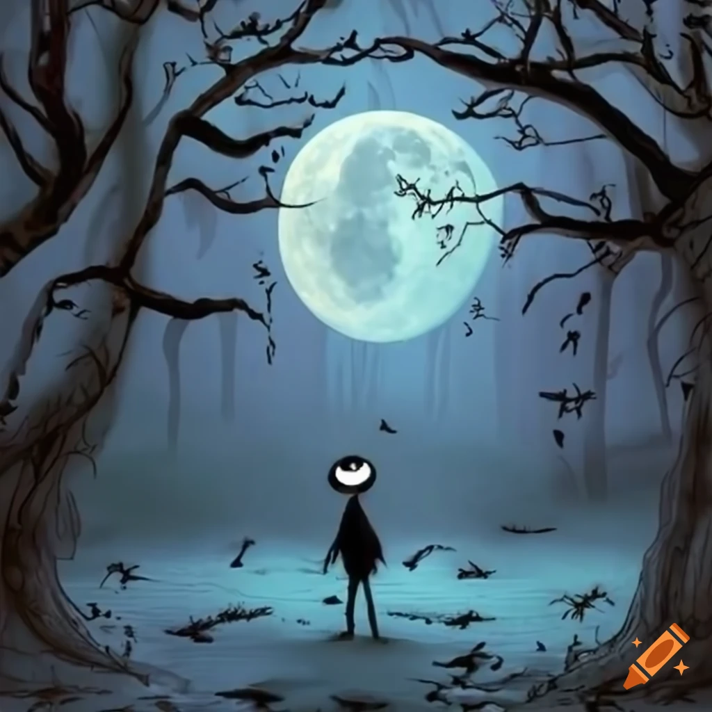 Forest in tim burton style on Craiyon