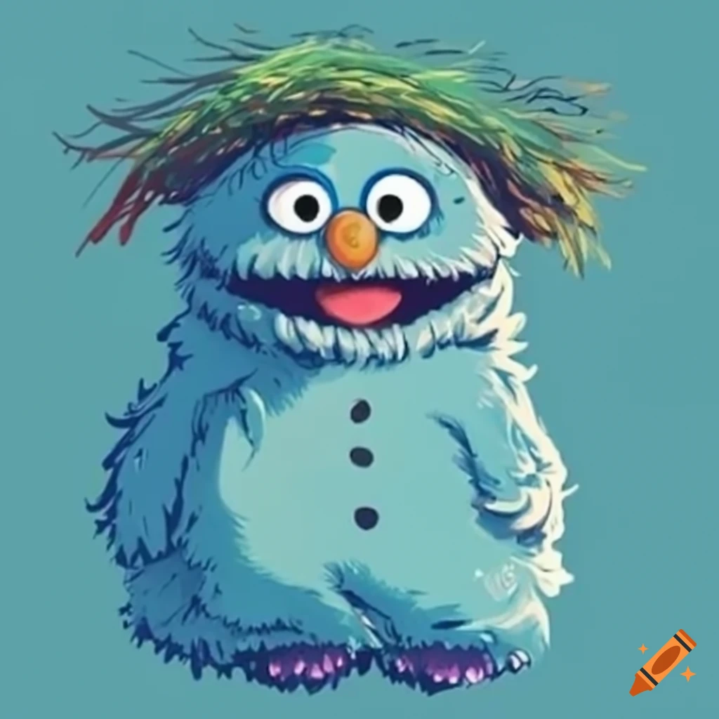 Light blue Muppet resembling Elmo from Studio Ghibli on Craiyon