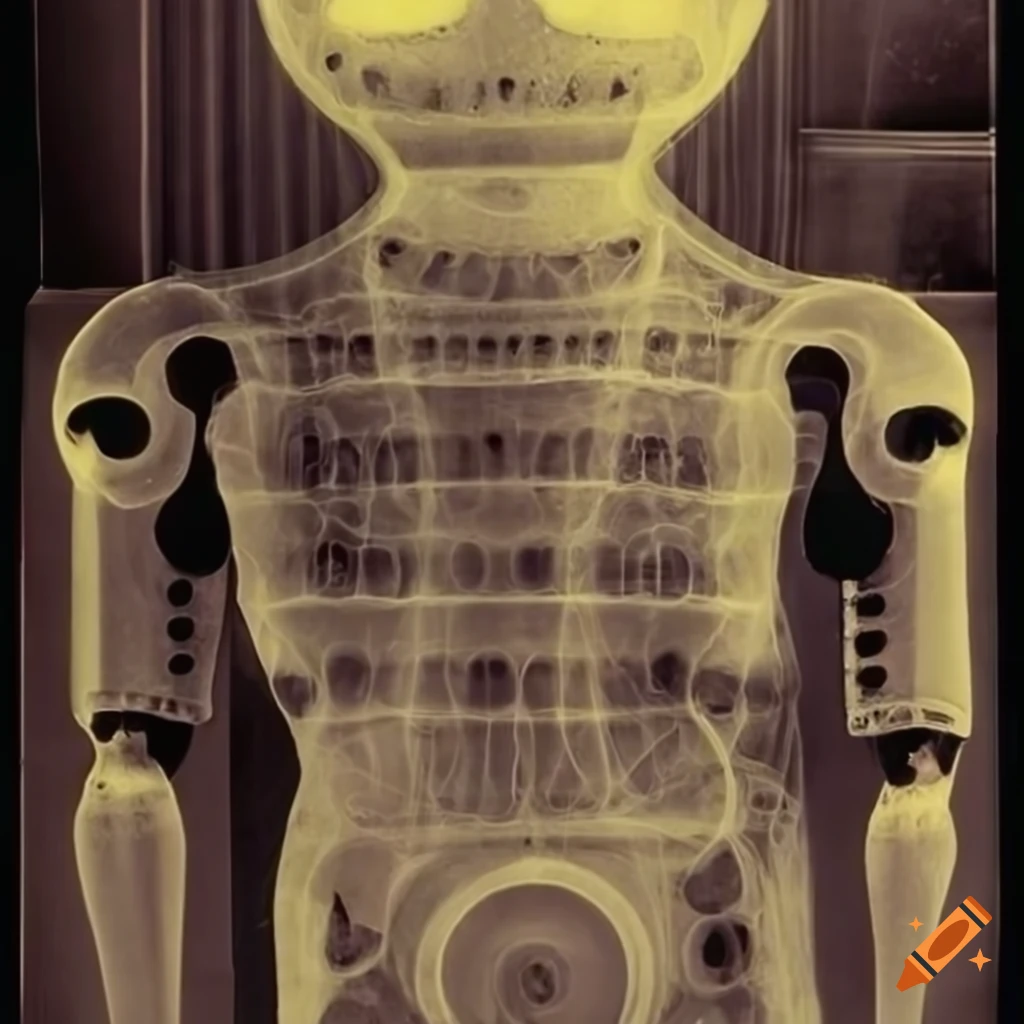 1920s x-ray of alien robots in an ice cream store on Craiyon