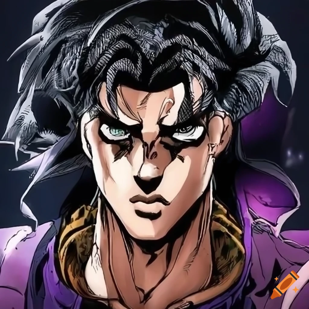 Jojo Jordan Joestar with sleek black hair and piercing blue eyes on Craiyon