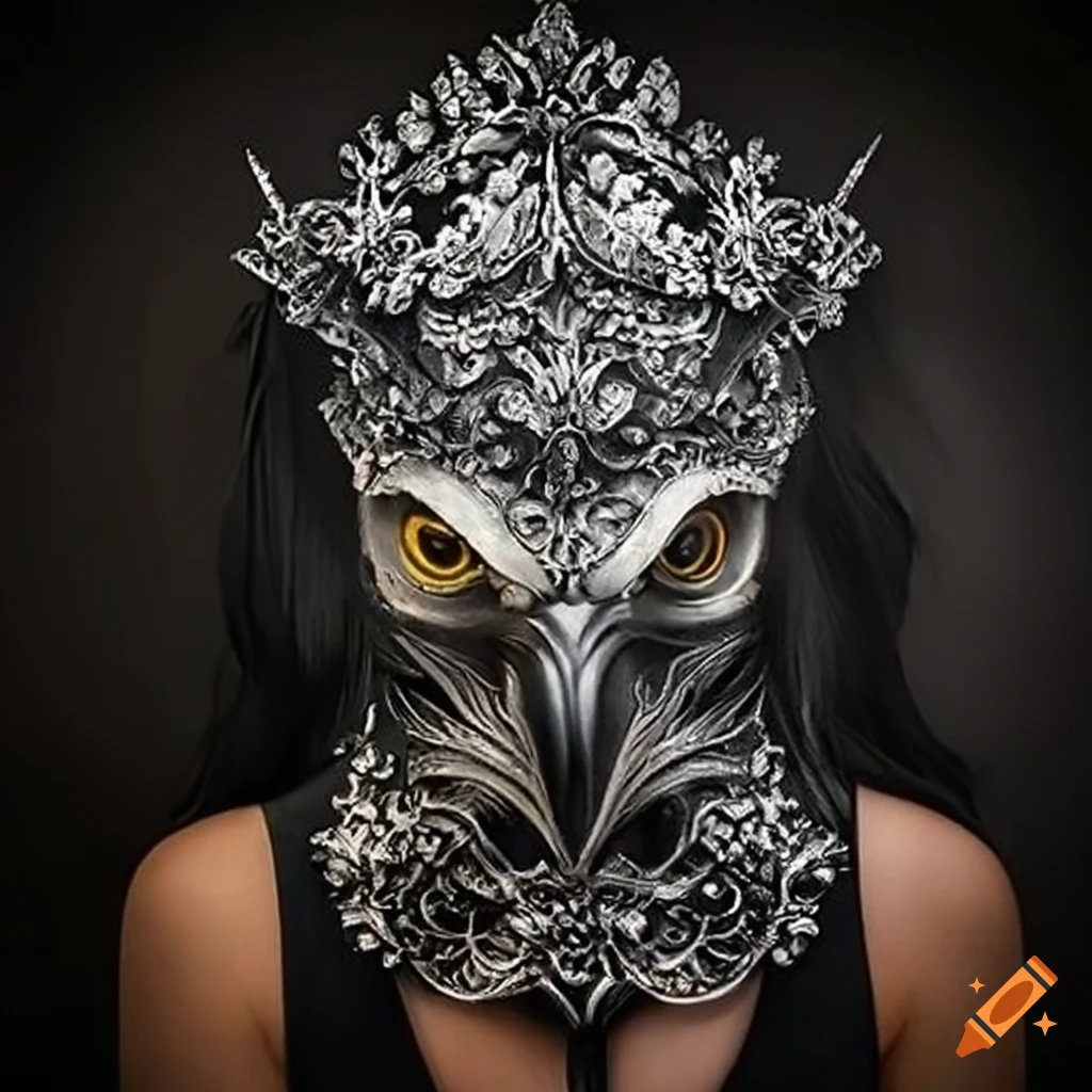 Striking gothic eagle mask with intricate details on Craiyon