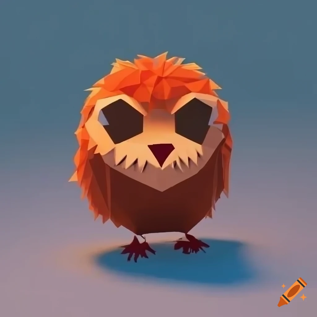 Cartoon furball character for low poly games on Craiyon