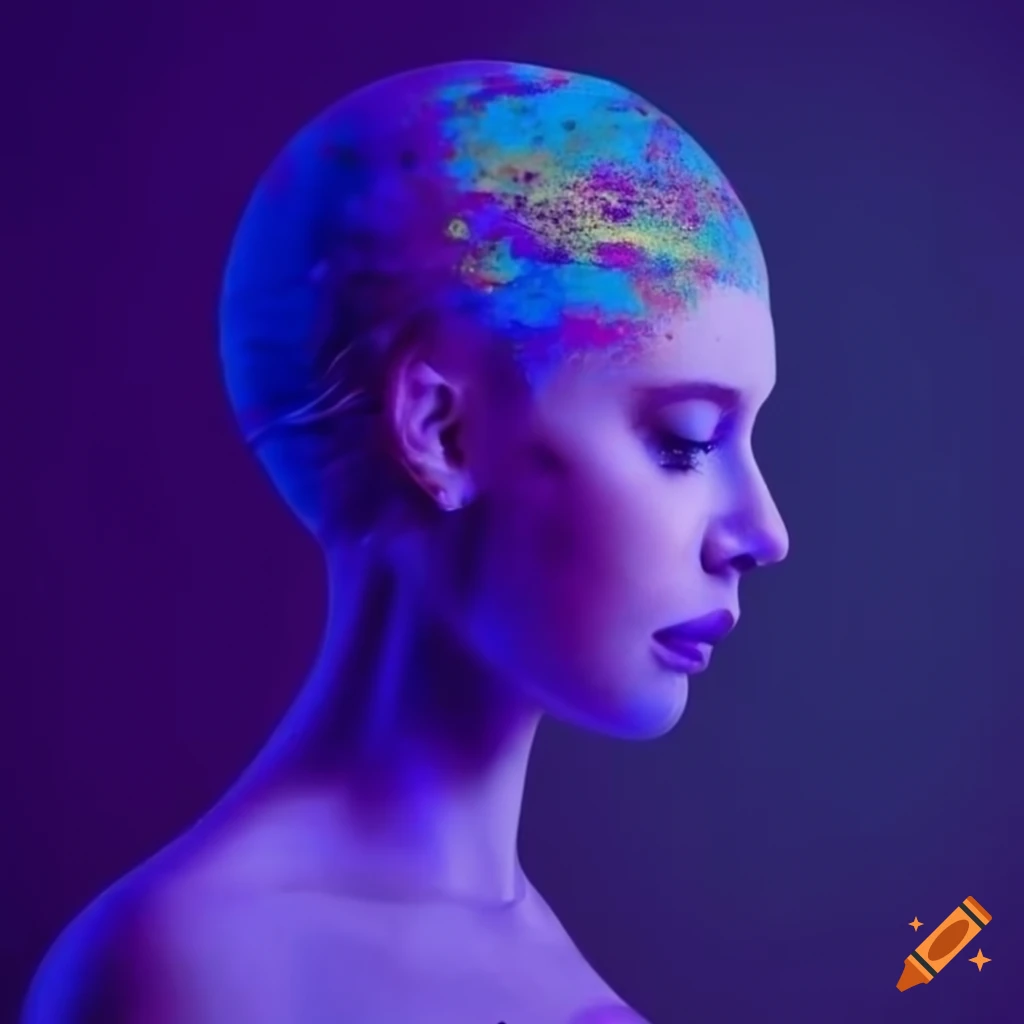 Abstract side view portrait of woman created with tiny dots on Craiyon