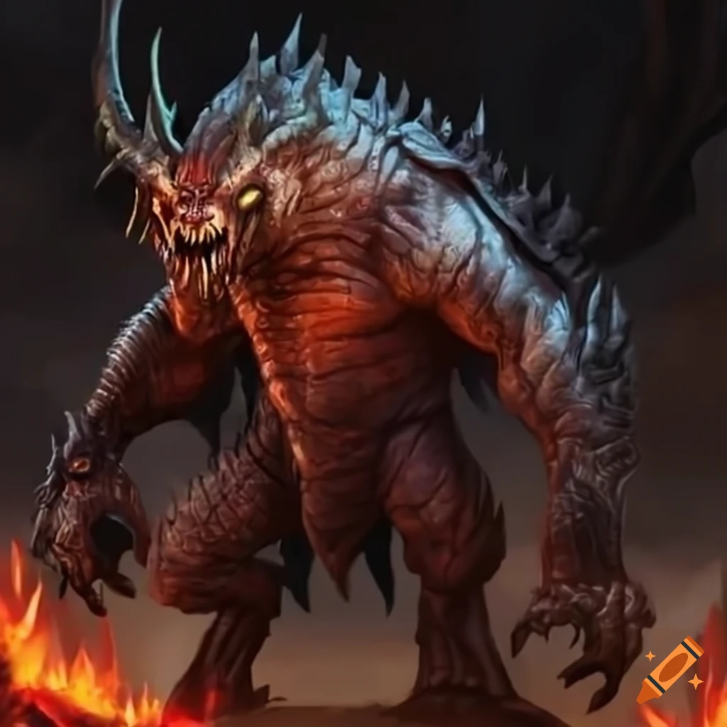 Armored beast-lord leading scary creatures into battle on Craiyon