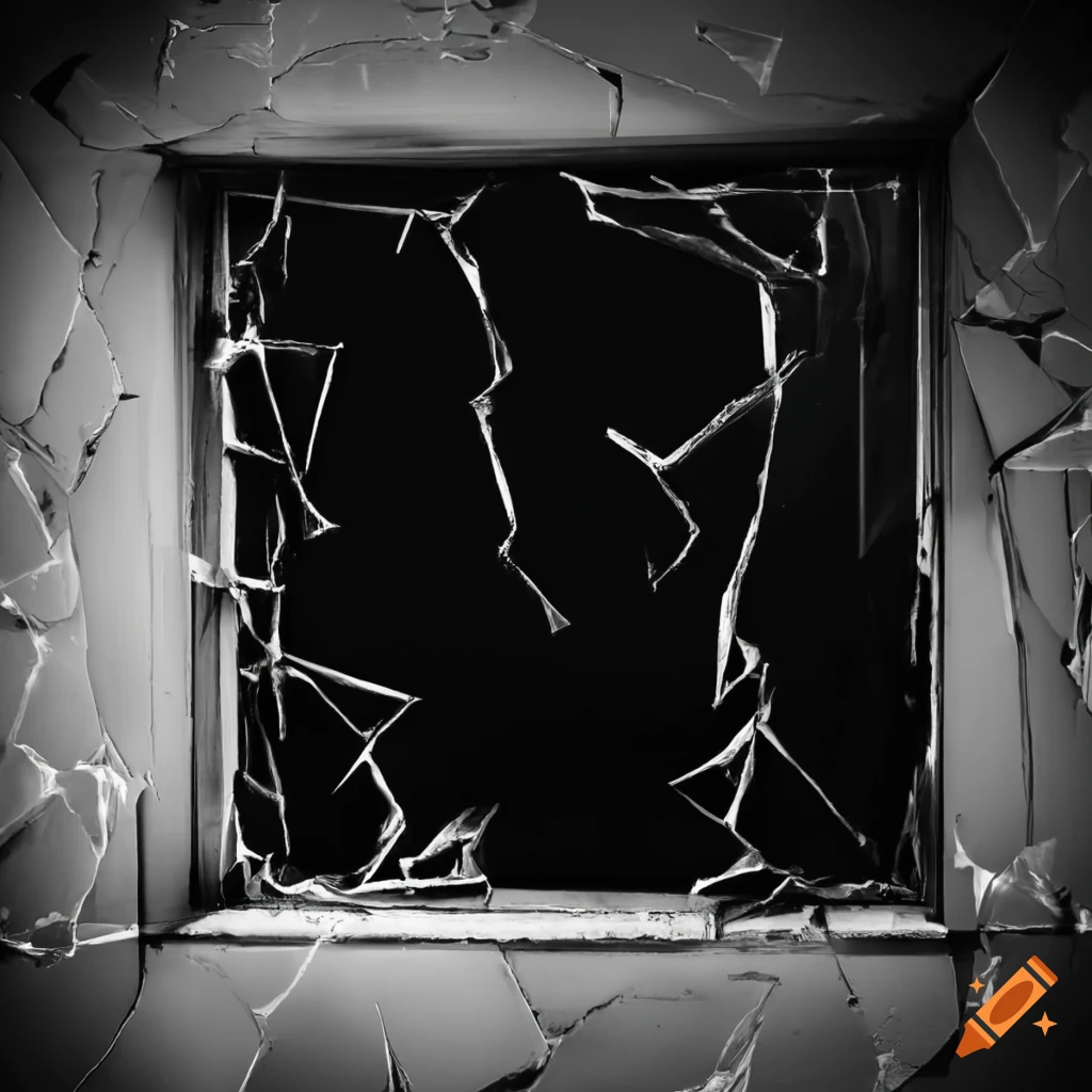 Broken black and white window on Craiyon