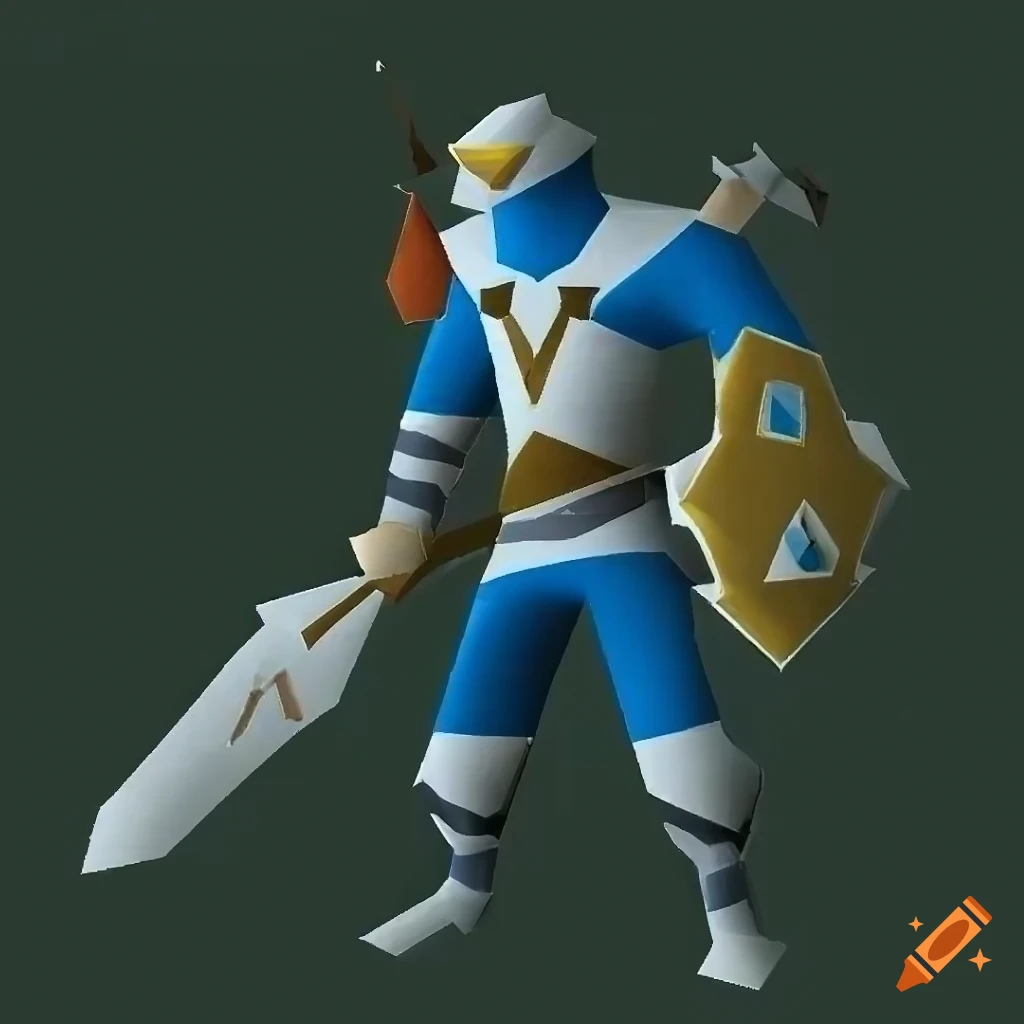 Osrs skiller with a bronze longsword and blue clothes on Craiyon