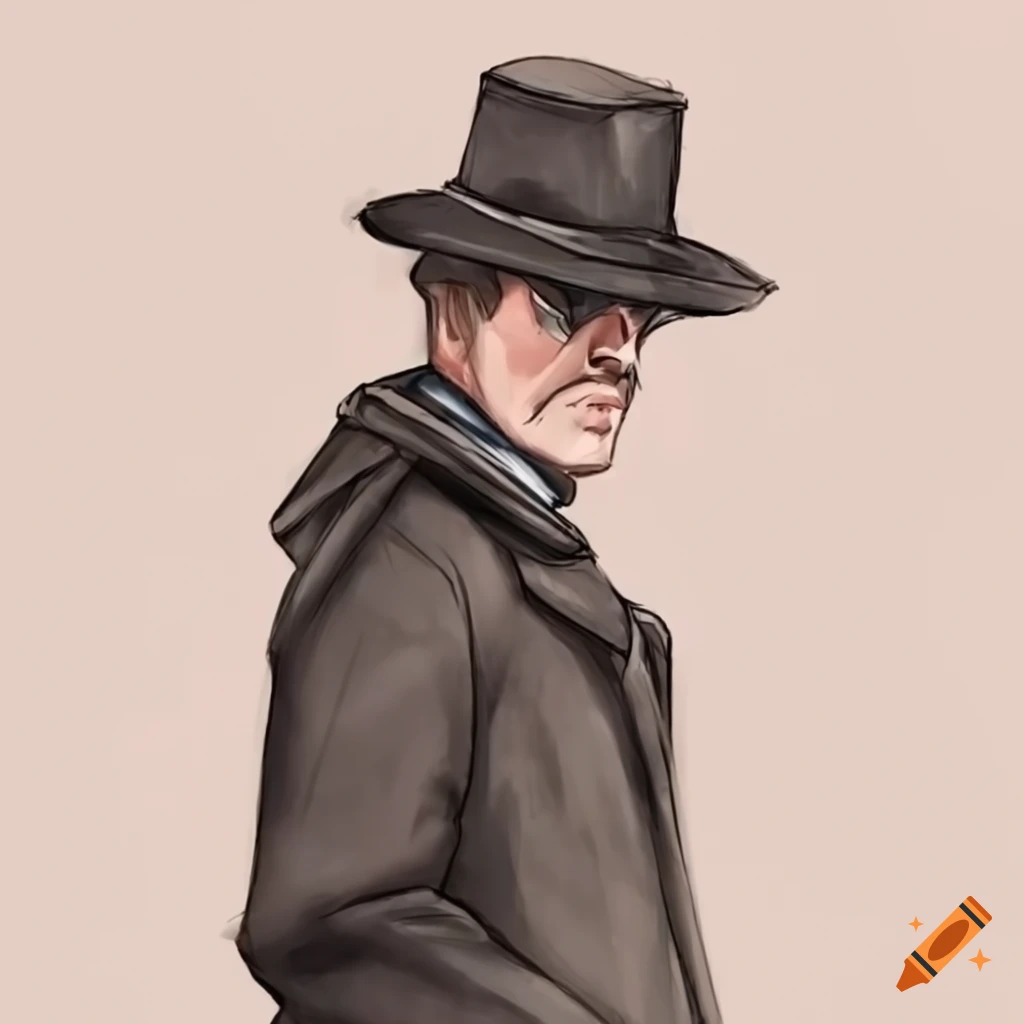 Mysterious spy in trench coat and fedora on Craiyon