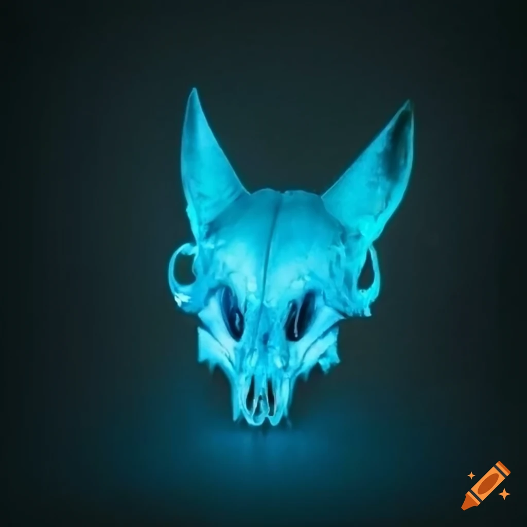 Glowing blue fox skull on Craiyon
