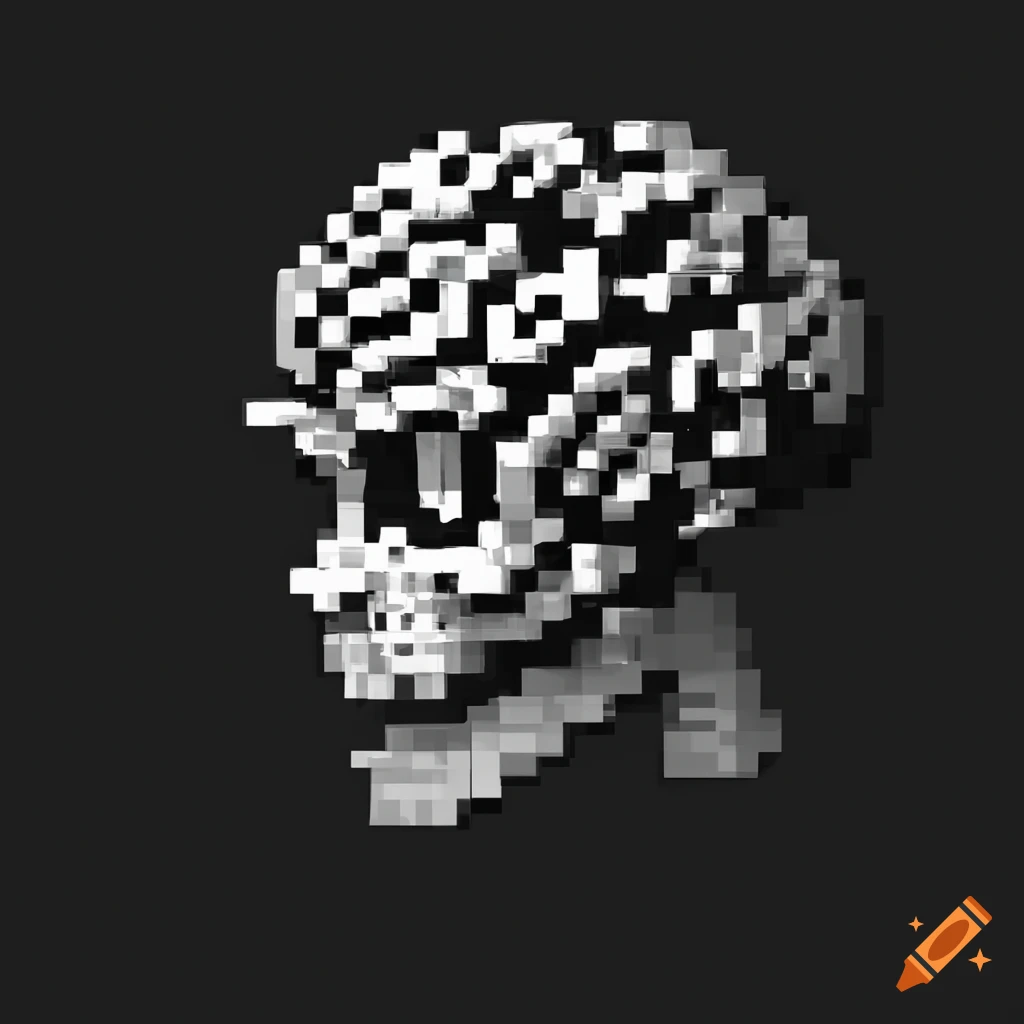 8-bit brain in black and white on Craiyon