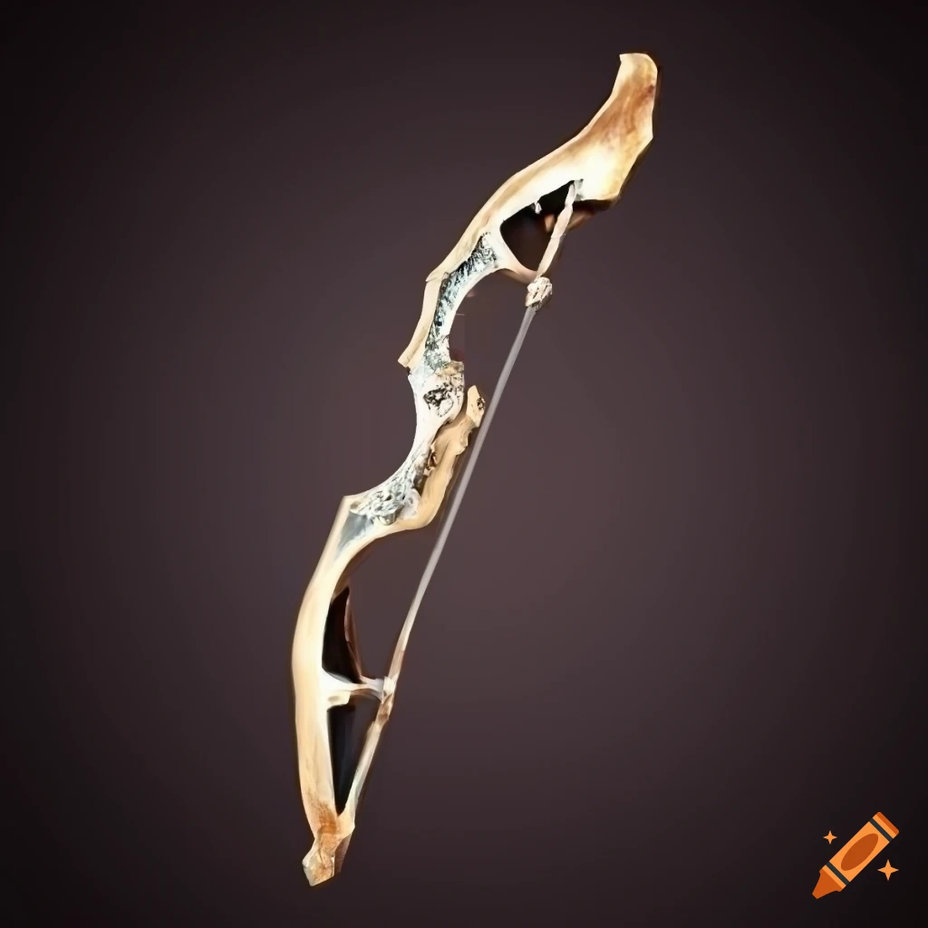 Ancient crystal-encrusted longbow on Craiyon