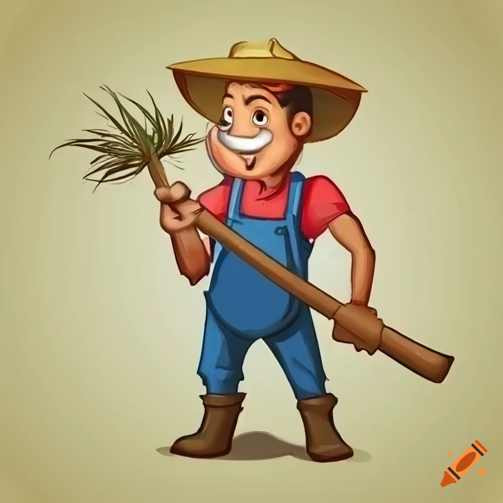 Cartoon farmer character in 2d style on Craiyon