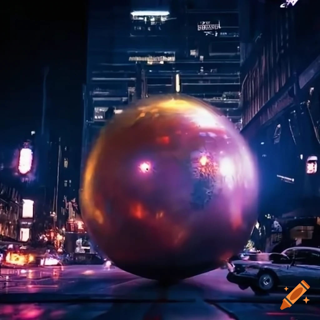 Massive steel ball rolling down washington streets on Craiyon