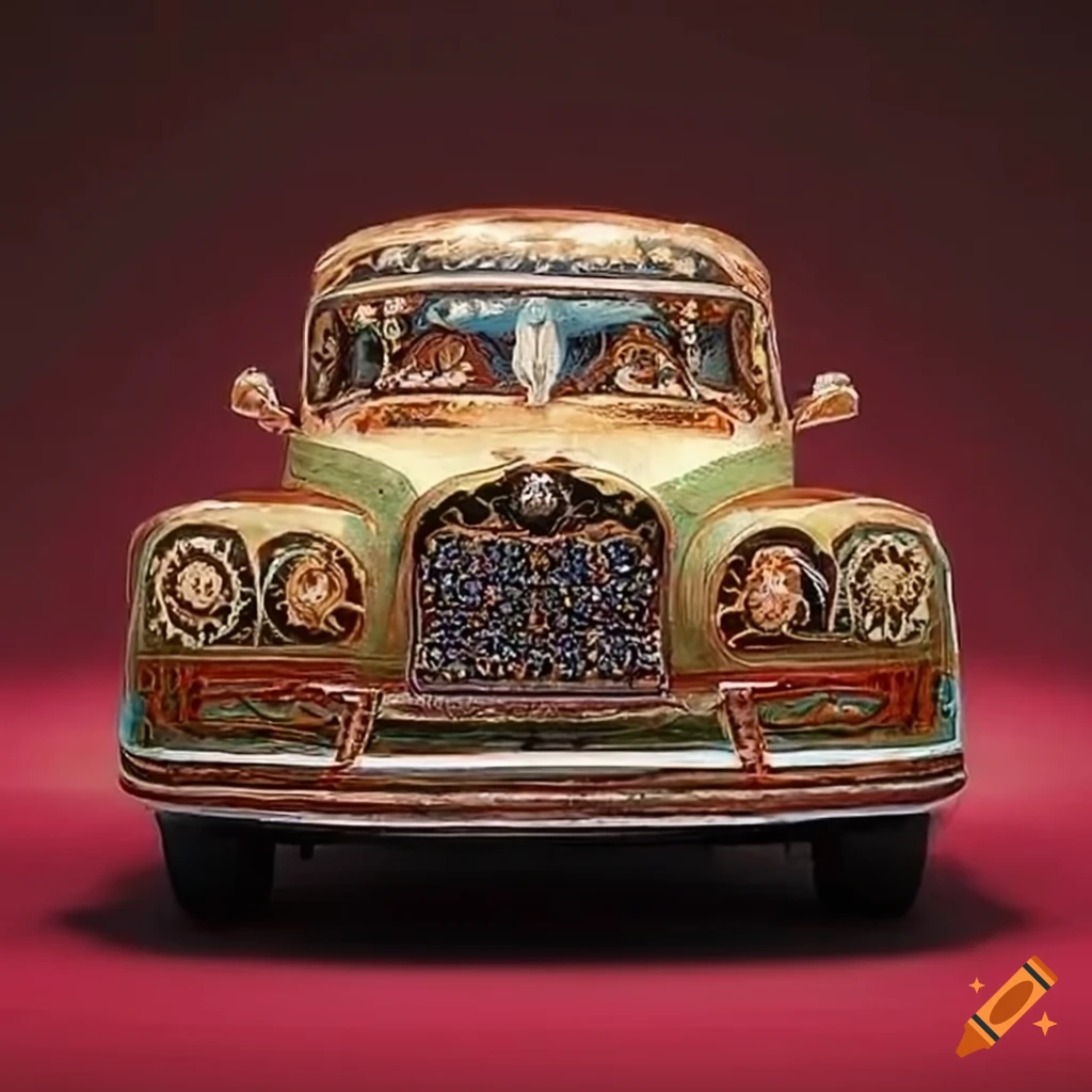 Car painted with persian rug design on Craiyon