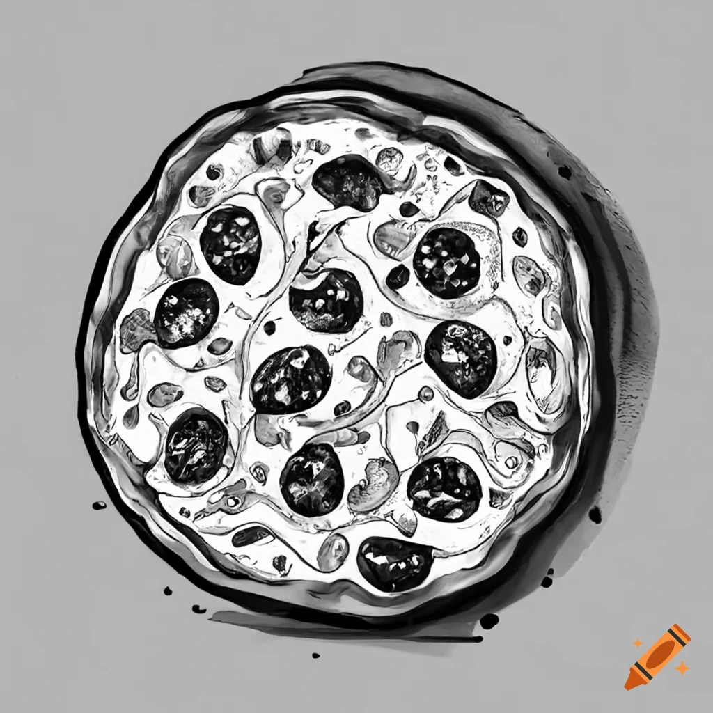 Monochrome pizza on Craiyon