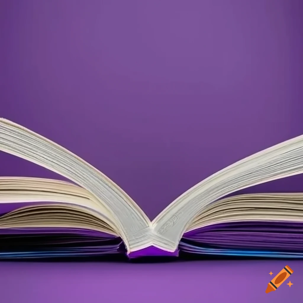Open book with dark blue pages and royal purple cover on Craiyon