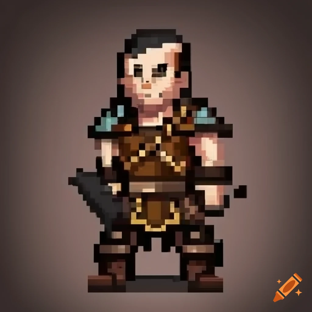 Warrior rpg character in 32-bit style on Craiyon