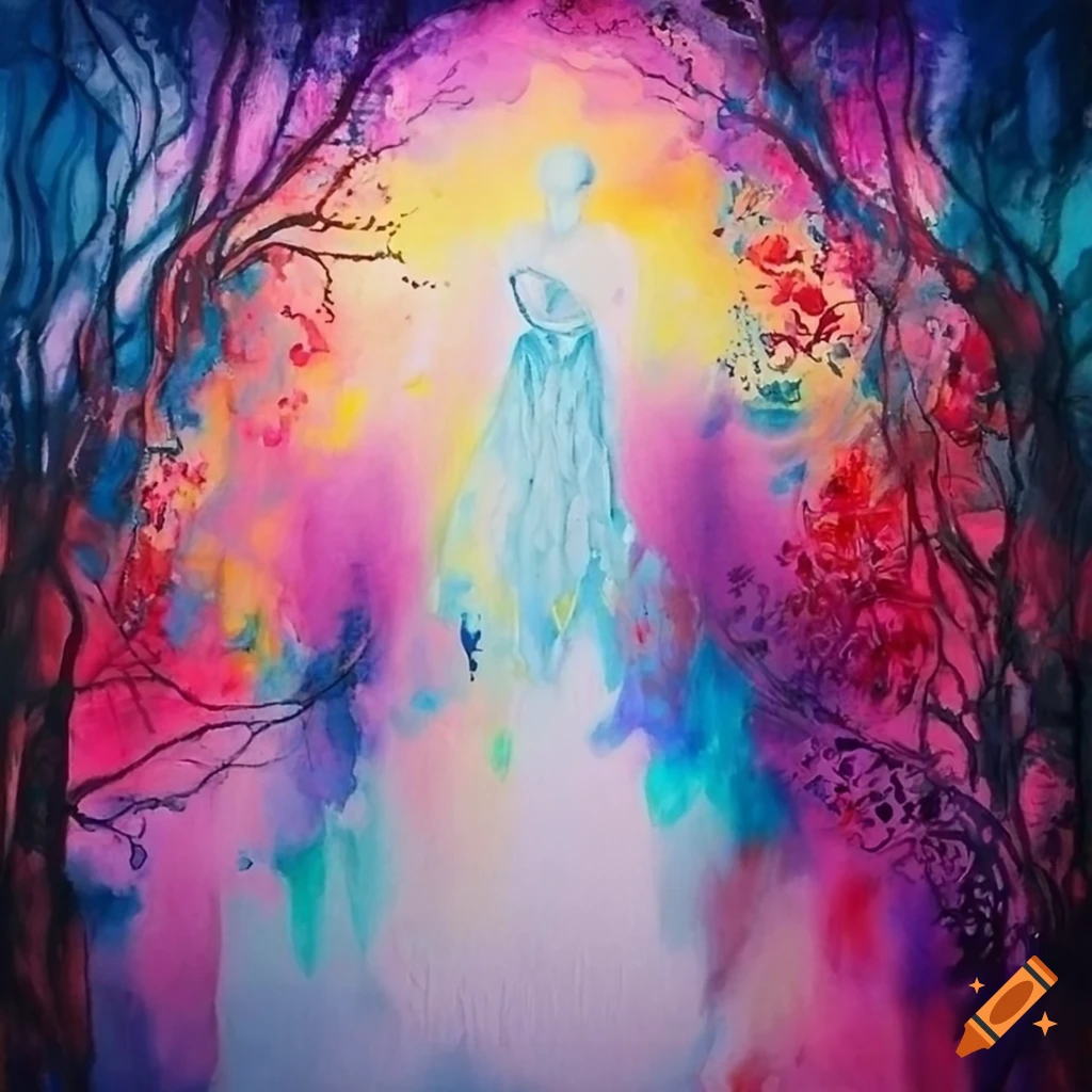Mesmerizing and intricate acrylic and watercolor painting with ethereal ...