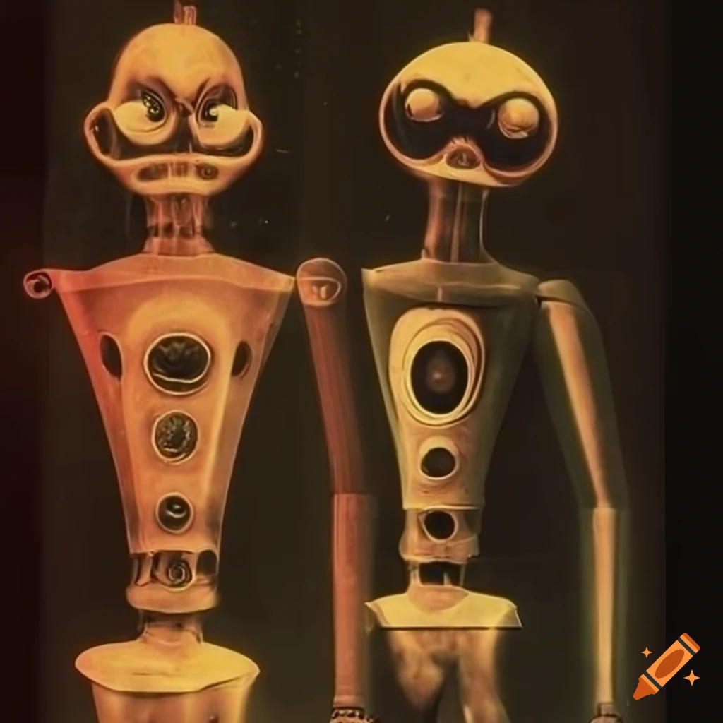 Vintage 1920s x-ray of alien robots in an ice cream store on Craiyon