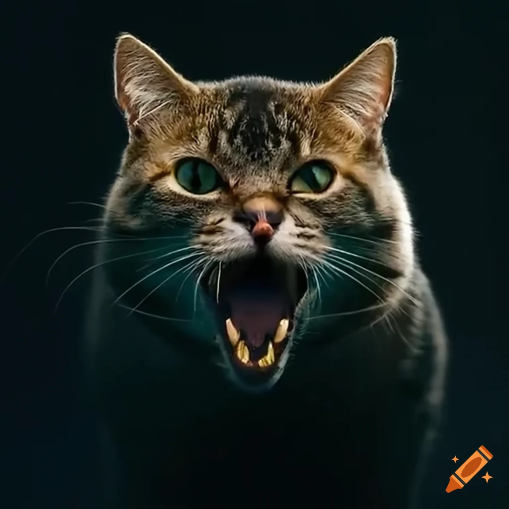 Angry cat crying on the road at night on Craiyon