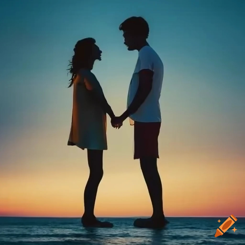 Couple Holding Hands And Gazing Into Each Others Eyes On A Beautiful