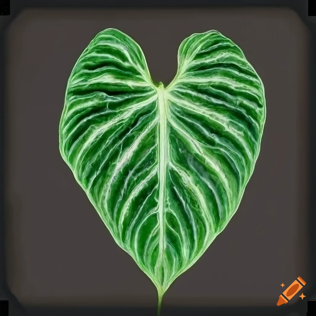 Detailed drawing of Philodendron Verrucosum leaves textures and veins ...