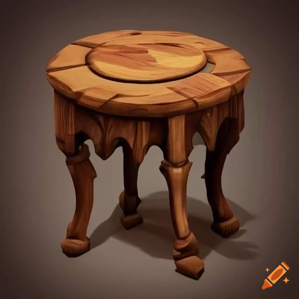 Wooden stylized fantasy table on Craiyon