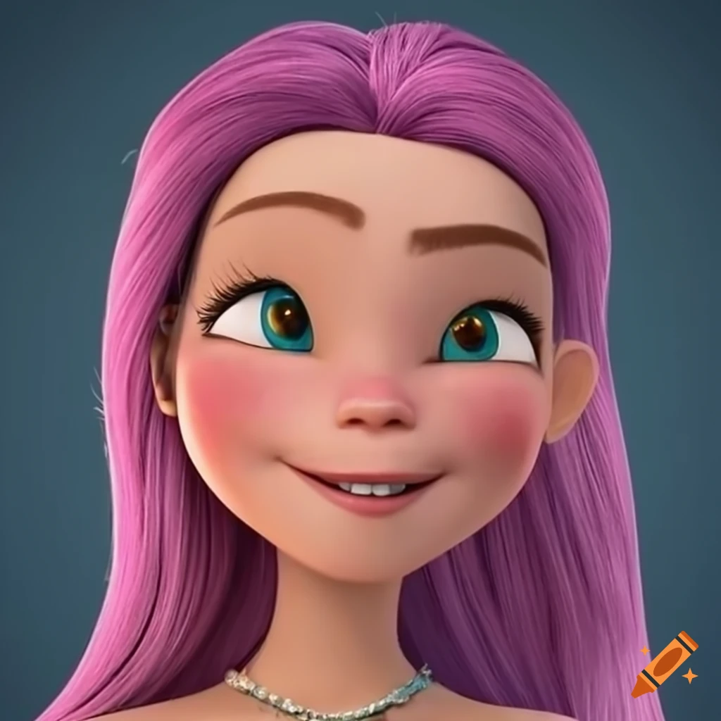 Cgi animated princess with a mischievous smirk on Craiyon