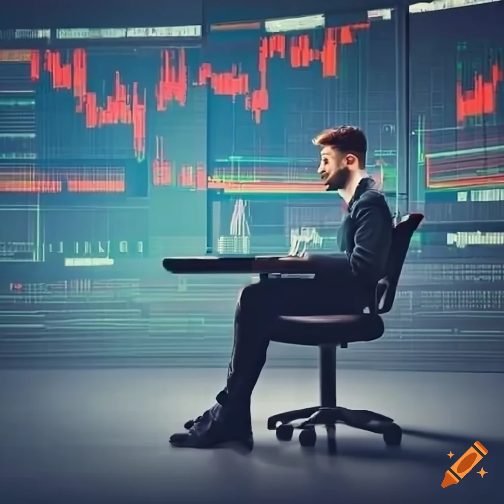 Man trading in stock market on a computer on Craiyon